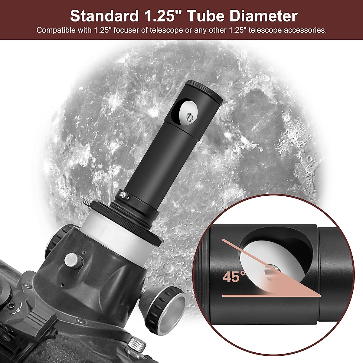 Alstar 1.25Inch Metal Collimating Cheshire Eyepiece Without Laser for Newtonian Reflector Telescope - Long Version