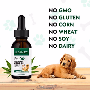 Ubiney Hemp Oil for Dogs and Cats,2-Pack Hemp for Dogs 100% Organic with Omega 3, 6, and 9 Fatty Acids (2 Oz), Vitamin E, C, Cat and Dog Anxiety Relief, Hip and Joint Pain Relief Support, Skin Health