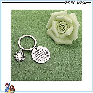 FEELMEM Firefighters Prayer Keychain Fire Rescue Firefighter Gift A Firefighter’s Guardian Angel Keyring Firemen Angel Gift
