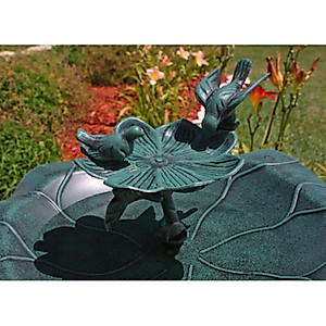 Alpine Corporation TEC108 Birdbath Yard Statue, 20"L x 20"W x 33"H, Green