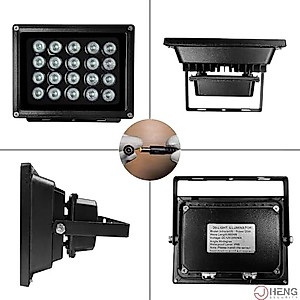 JCHENG SECURITY JC 210ft Infrared Illuminator, 20 LEDs 90 Degree Wide Angle IR Illuminator for Night Vision,Waterproof LED Infrared Flood Light Black