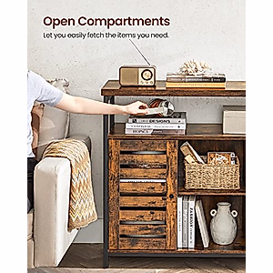 VASAGLE Buffet Cabinet, Sideboard Storage Cabinets with Compartments, Adjustable Shelves, Louvered Doors, 13.8 x 39.4 x 32.1 Inches, Rustic Brown and Black