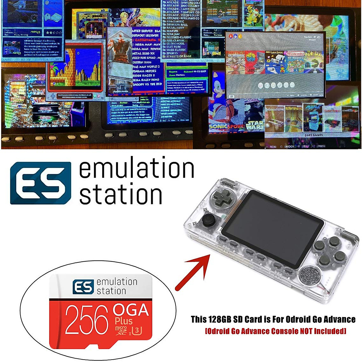 TAPDRA 256G Fully Loaded Micro SD Card for Odroid Go Advance 16000+ Games for OGA RGB10 RK2020 Plug&Play