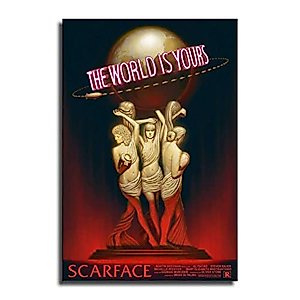 HHGaoArt Scarface The World Is Yours Painting Canvas Art Poster and Wall Art Picture For Living Room Home Decoration Print Unframe (01,16x24 inch)