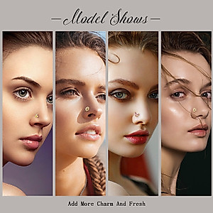 ORAZIO 16Pcs Nose Rings For Women Surgical Steel Nose Studs Hoops 20G Nose Hoop Corkscrew L Shaped Nose Stud Gold Silver Nose Ring Nose Piercing Jewelry (Gold Tone)