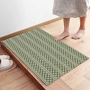 Indoor Door Mat,Solid Sage Green 18 x 30 inch Large Non-Slip Absorbent Dirt Entrance Mat, Washable Low Profile Inside Floor Mat Doormats for Entryway
