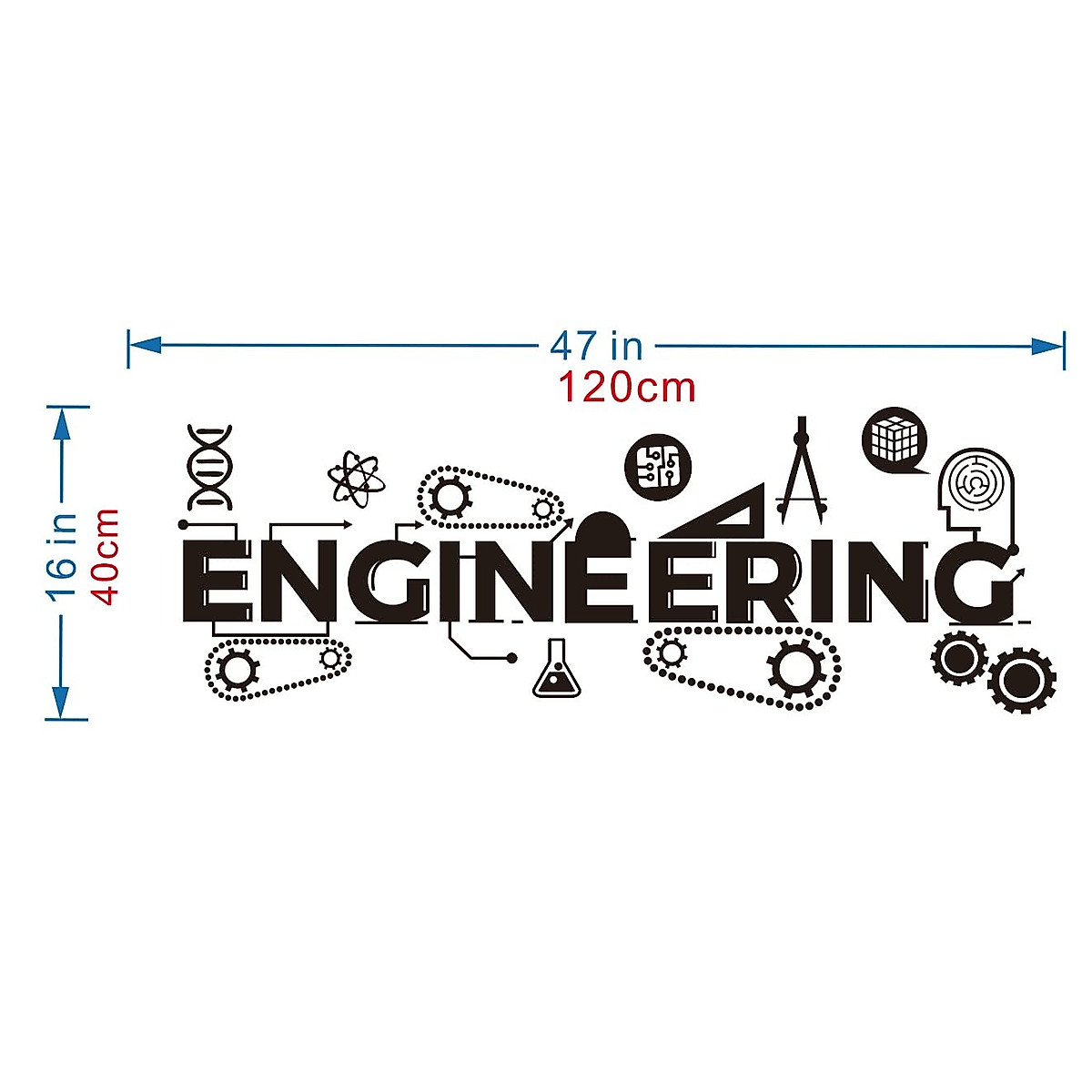 UILMNIY Engineering Wall Decals Science Technology Mathmatics Poster Removable Vinyl Stickers Education Classroom Decor School Interior Murals AFN94 (Black)