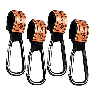 XIBAO 4PCS Stroller Hooks, Stroller Organizer Hook Clip, Convenient Stroller Accessories Mommy Bag Hooks, for Hanging Diaper Bags Purse (Black)