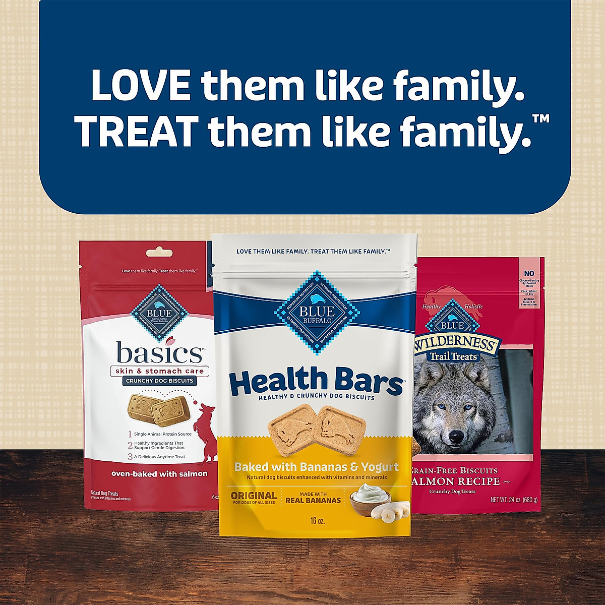 Blue Buffalo Health Bars Crunchy Dog Biscuits, Oven-baked Dog Treats Made with Natural Ingredients, Bananas & Yogurt, 16-oz Bag