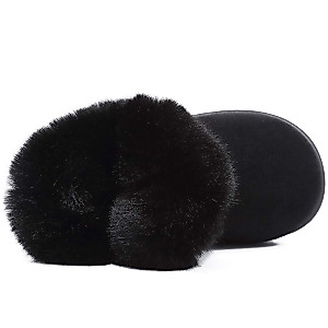 KEESKY Toddler Boots for Girls Suede Warm Fur Lined Ourdoor Footwear Black Size 3.5 M Toddler