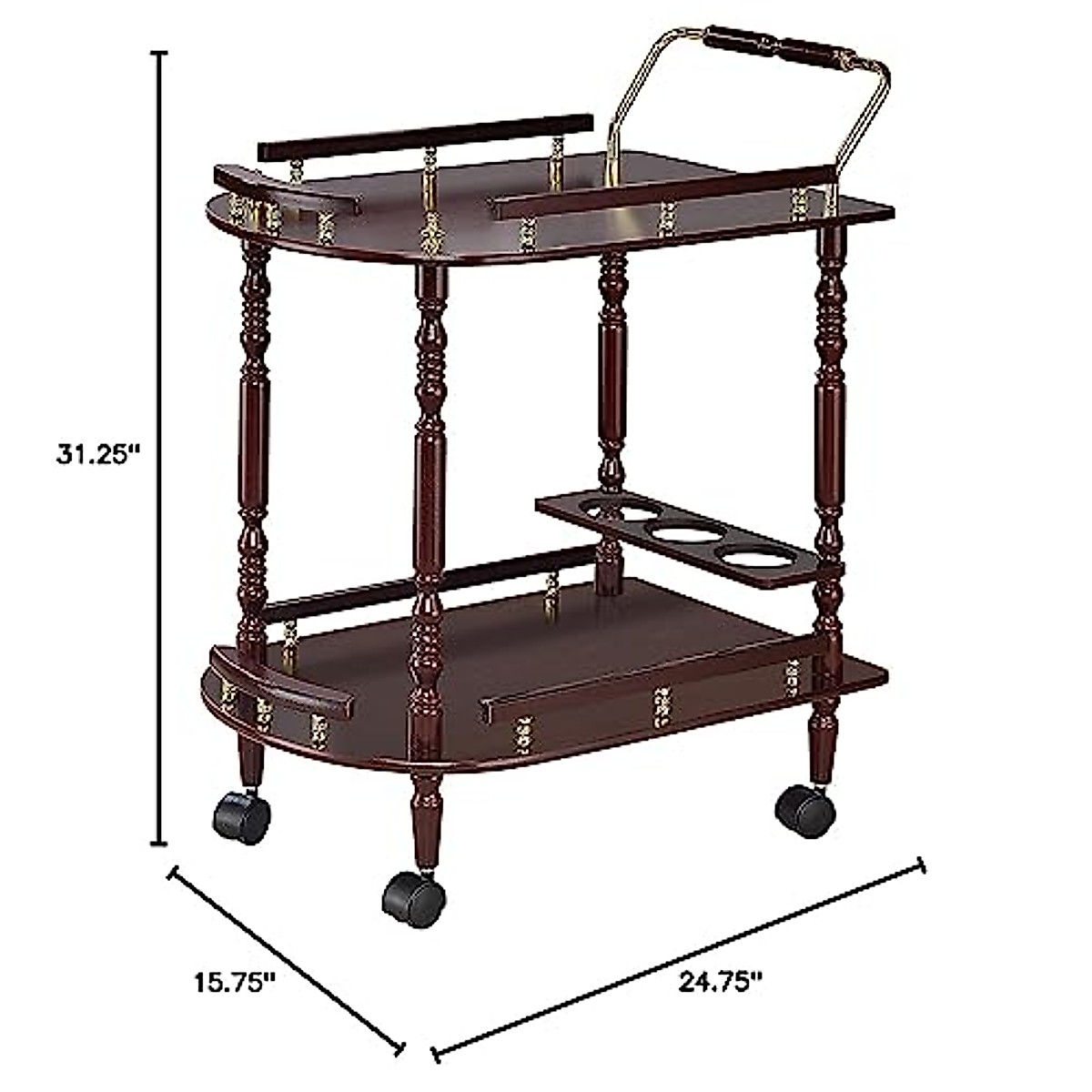 Coaster Home Furnishings Palmer 2-Tier Serving Cart Merlot and Brass