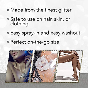 Punky Temporary Hair and Body Glitter Color Spray, Travel Spray, Lightweight, Adds Sparkly Shimmery Glow, Perfect to use On Hair, Skin, or Clothing, 3.5 oz - SILVER