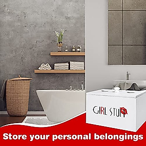 Tampon Holder for Bathroom Tampon Storage Container Movable Feminine Partition Case with Lid Tampon Dispenser Sanitary Napkin Storage Container Wood White Small Storage Box Pad Organizer for Bathroom