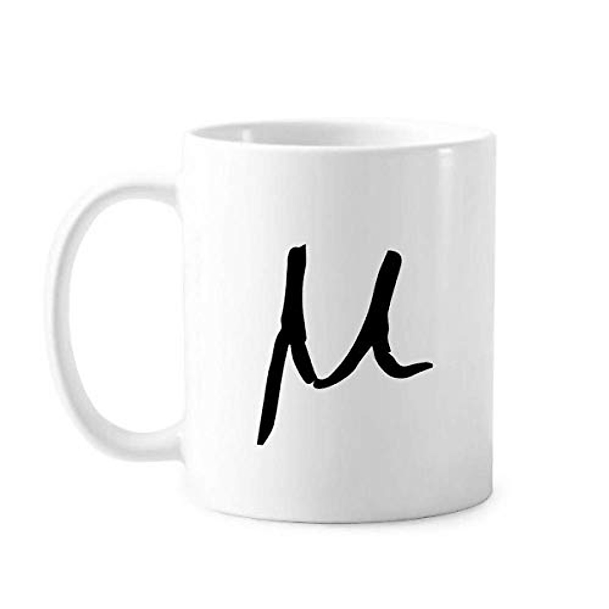 Greek Alphabet Mu Black silhouette Mug Pottery Ceramic Coffee Porcelain Cup Tableware