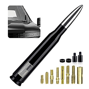 Miytsya Car Truck Bullet Antenna American Flag for GM Chevy Silverado 1500 2500 3500 HD Avalanche GMC Sierra 1500 2500 3500 Denali Heavy Duty Pickup Trucks Accessories (Silver)