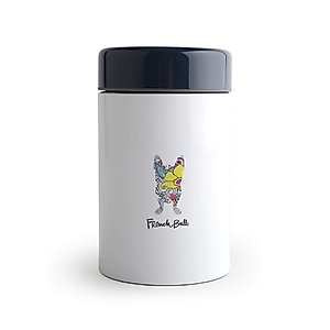 French Bull Stainless Steel Leak Proof Hot Lunch Thermos Vacuum Insulated Food Soup Jar Container, Easy Grip Lid, 16oz, White