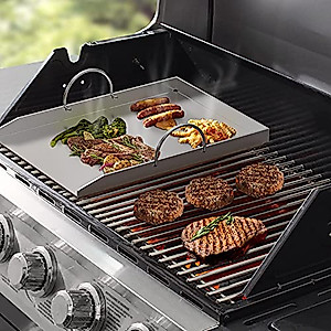 Stanbroil Stainless Steel Griddle Pan with Holder Replacement for Weber 7599, Weber Genesis II 300 Series Grills