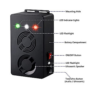 Angveirt Mice Repellent Battery Operated Ultrasonic Mouse Repellent RV Rodent Repellent for Car Engines Rat Deterrent Squirrel Repeller for House Indoor Home Defense Pest Control, 2 Pack