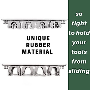 U.S. Solid Mop and Broom Holder, Wall Mounted, 4 Sliding Grippers & 4 Hooks, Garden Tool Organizer, Organize Kitchen, Garage, Laundry, Storage Rooms, 15.7 Inches