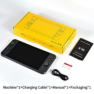 Powkiddy X70 Handheld Game Console Retro Video Game Console Built-in 5500 Games, 32G 7-inch IPS Screen Linux Open Source Game Console Portable Gaming Console for Gameboy (Black 32G )