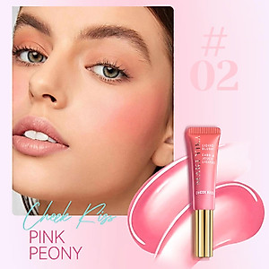 Liquid Blush Wand, Matte Face Blushes Beauty Wand with Cushion Applicator, Lightweight Pink Blush, Smooth Creamy Fomula (2# pink peony)