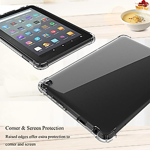 Clear Case for Amzon Kindle Fire HD 8 Tablet & Fire HD 8 Plus (10th Generation, 2020 Release) 8", UUcovers Transparent Lightweight Anti-Yellow Silicone Soft TPU Skin Silicone Bumper Back Cover,Clear