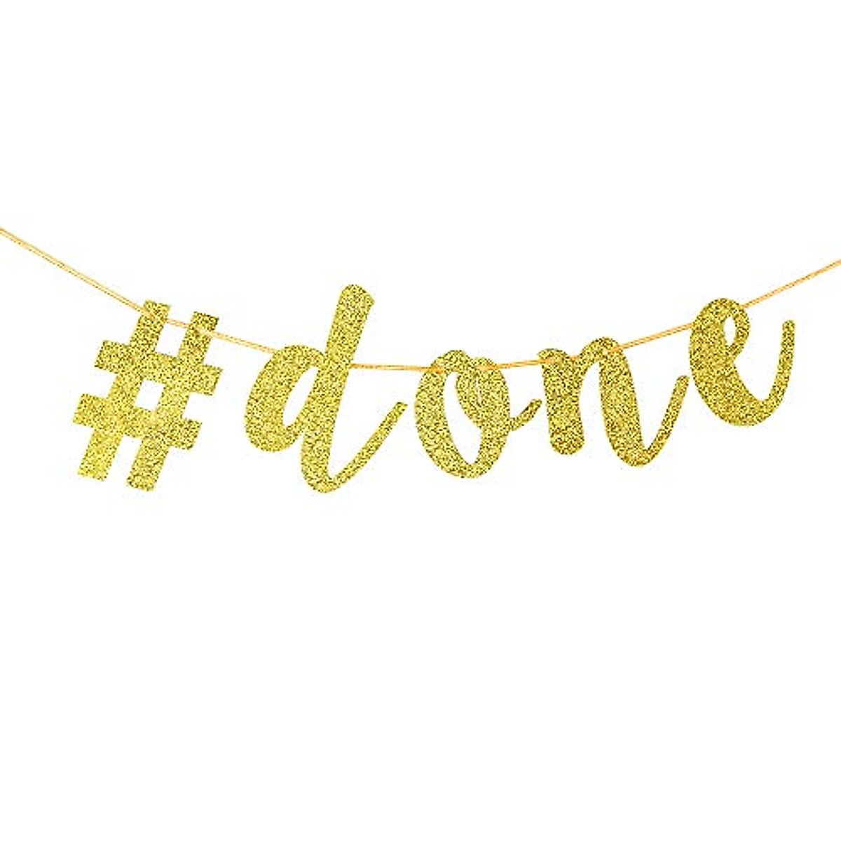 INNORU # Done Banner - Gold Glitter Congrats Grad Sign, Senior, College Graduation Party Decorations Supplies