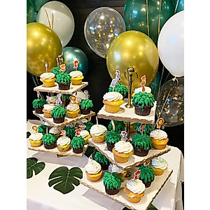 Honbay 48PCS Double Sided Zoo Animal Theme Dessert Muffin Cake Cupcake Toppers Picks Cake Decoration for Jungle Safari Themed Party, Baby Shower or Birthday Party Decoration,etc