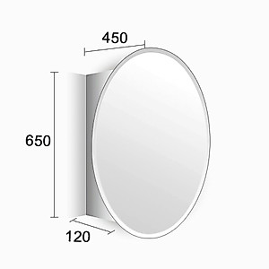 ZAYEN Bathroom Mirror Cabinet, Oval Bathroom Mirror with Shelf Stainless Steel Metal Bathroom Mirror Cabinet Wall-Mounted Mirror Storage Cabinet