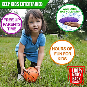 Full Set 6 Sports Balls with 1 Pump 5" Soccer, 5" Basketball, 5" Volleyball, 5" Playground, 5" Knobby Ball, and 6.5" Football - Best Toy Gifts for Kids (Pack of 6)