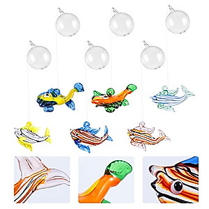 Baluue Floating Fish Tank Decorations - 6pcs Aquarium Float Ball Decoration Fish Tank Blown Glass Fish Figurine Floating Aquarium Accessories