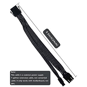 COMeap 8 Pin to 4 Pin CPU Power Adapter, CPU 8 Pin Female to CPU 8 Pin ATX 4 Pin Male Converter Extension Cable for Motherboard 9.5-inch(24cm)
