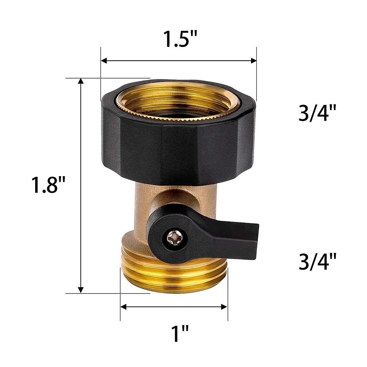 Hose Splitter 2 Way Y Valve Water Hose Connector, Heavy Duty Solid Brass Shut off Garden Hose Splitter Adapter Fit for All Standard Faucet and Garden Hose