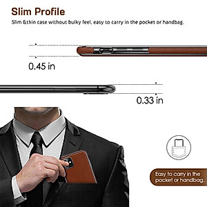 LOHASIC for iPhone 11 Case, Slim Business PU Leather Thin Elegant TPU Bumper Soft Anti-Slip Scratch Resistant Full Protective Phone Cover Cases Compatible with iPhone 11(2019) 6.1"- Brown