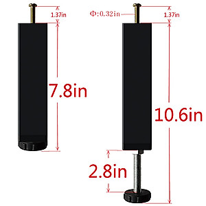 KUSRUP Adjustable Height Bed Frame Replaces Support Legs Heavy Duty Bed Center Frame Slat feet risers for Queen/King Platform 1PCS (1, 7.8" to 10.6")