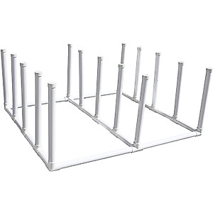 Essentially Yours Float and Raft Rack 12 Bar - Poolside Storage Organizer for Floats, Paddles, Noodles, Surfboards, Towels, (61" W x 44" L x 26.5" H), Brown Style 664413 (White)