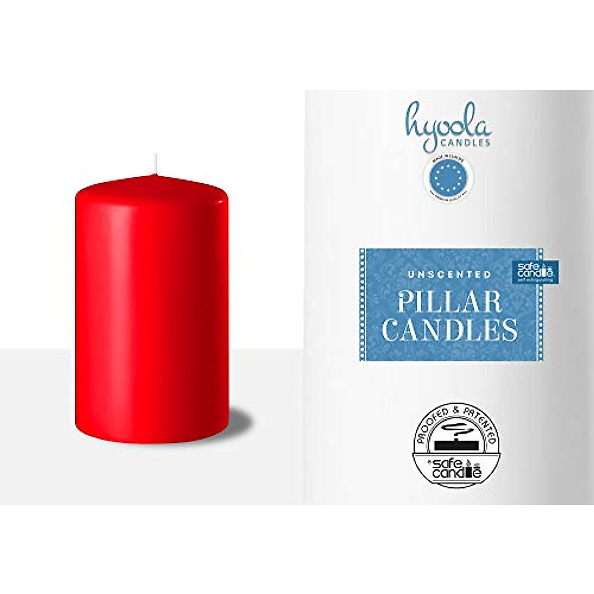 Hyoola Red Pillar Candles 2x3 Inch - Unscented Pillar Candles - Set of 4 - European Made