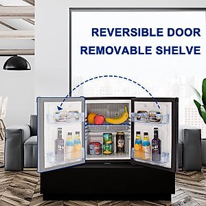 SMETA Compact Refrigerator Lockable for Semi Truck RV Apartment Dorm Office, 1.7 Cu. Ft Mini Fridge with Lock for Beverage, Quiet, Reversible Door