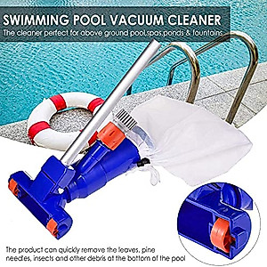 Pool Cleaner Portable Swimming Pool Fountain Vacuum Brush Cleaner Cleaning Tool with 5 Section Pole can be Attached to Garden Hose Underwater Cleaner for Above Spa Pool Ground Tub Pond Fountain
