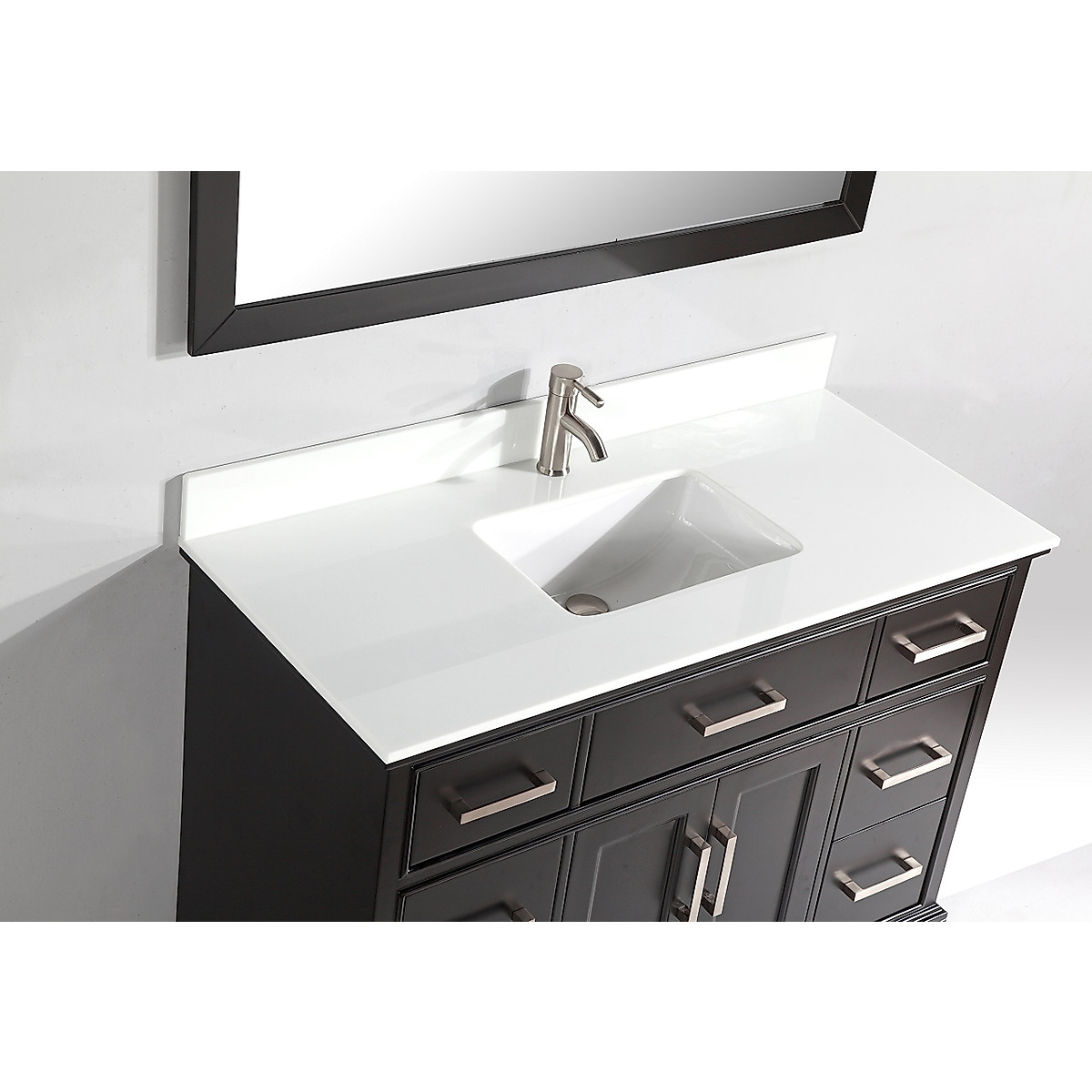 Vanity Art 48 Inch Bathroom Vanity with Sink and Mirror | Carrara Marble Stone top Storage Bathroom Organizer Cabinet with Dovetailed Drawer, Soft Closing Door, Brushed Nickel Handles, VA1048-E