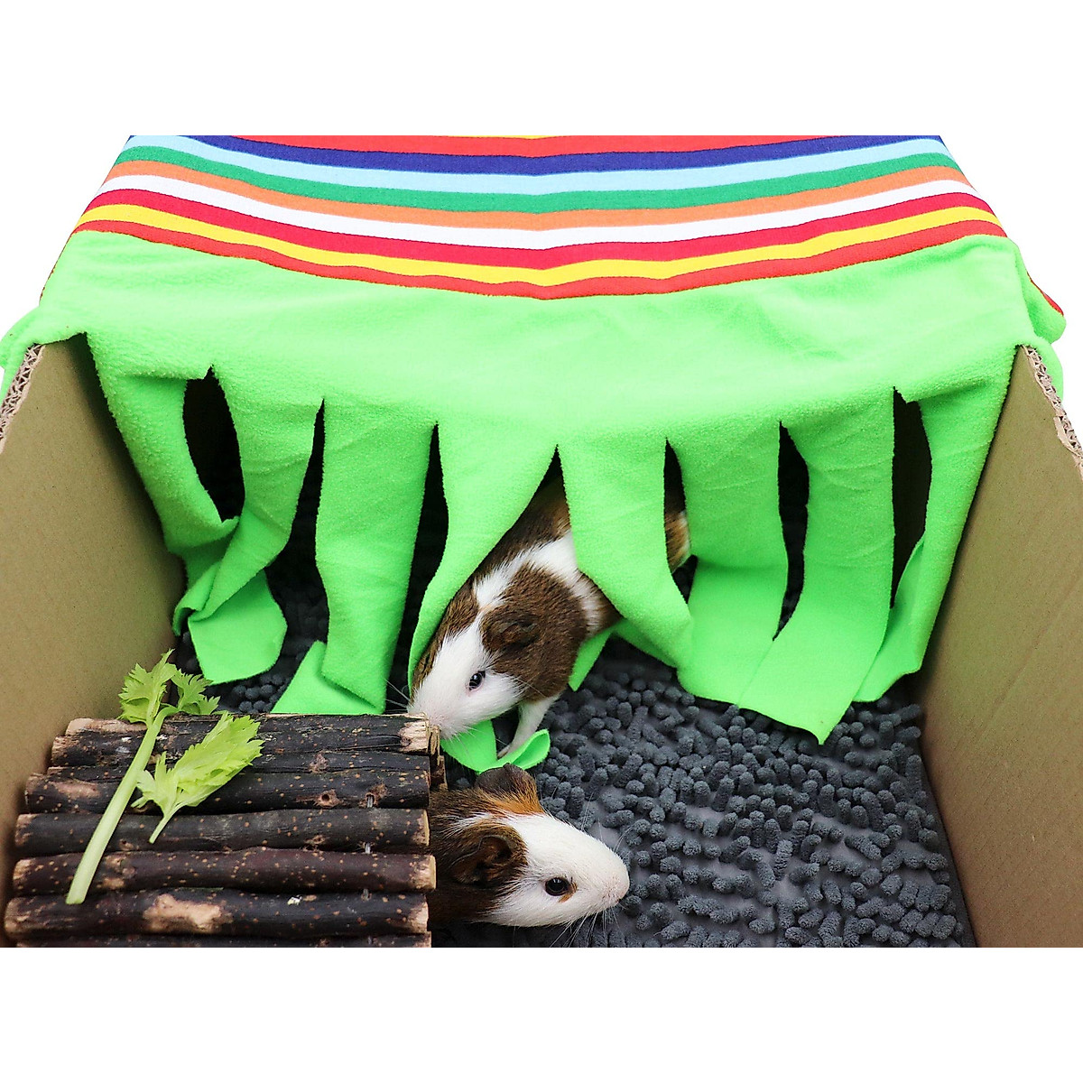 Guinea Pig Hideout, Guinea Pig Corner Fleece Forest Habitat, Guinea Pig Blankets Curtain Hammock, Small Animals Cage Accessories for Ferret Hammock Hedgehog Bunny Rabbit Hamster Rat Chinchillas