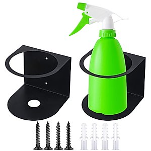 Gerrii 2 Pcs Spray Bottle Holder Brushed Stainless Steel Storage Rack Home Garage Solid Spray Can Holder Easy Install Wall Mount Craft Workspace Paint Spray Bottle Rack with Hardware (Black)