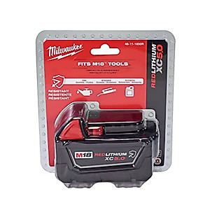 Milwaukee 48-11-1850R M18 18V 5Ah XC Extended Capacity Resistant Battery 2 Pack, (48-11-1850Rx2)