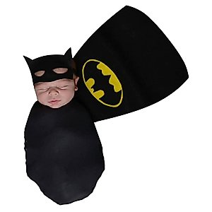 Bat Wrap Eye Mask Cloak Cape Full Set Costume for Newborn Baby Swaddle Infant Toddler Photography Props