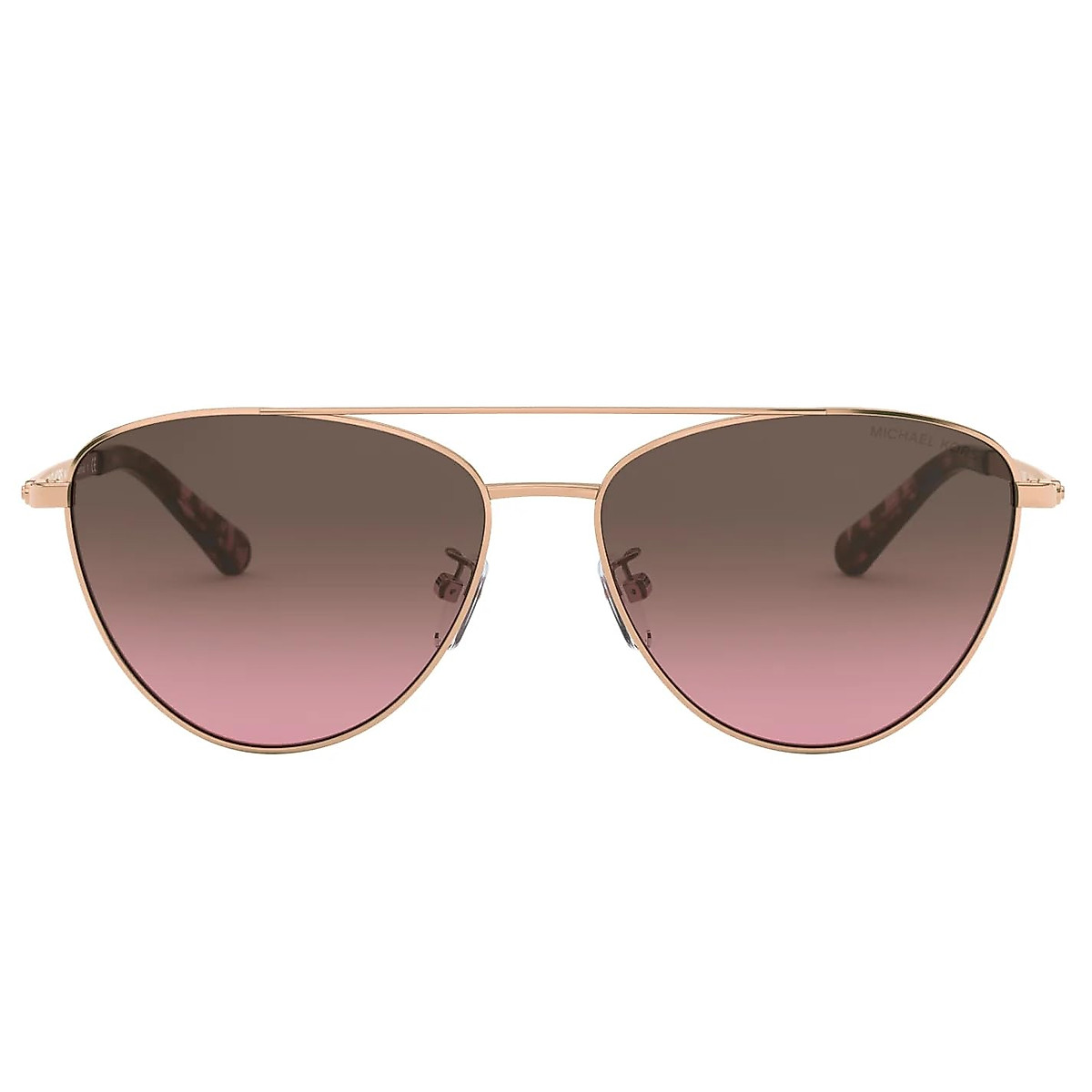 Michael Kors Woman Sunglasses Rose Gold Frame, Magenta Gradient Brown Flash Silver Lenses, 58MM