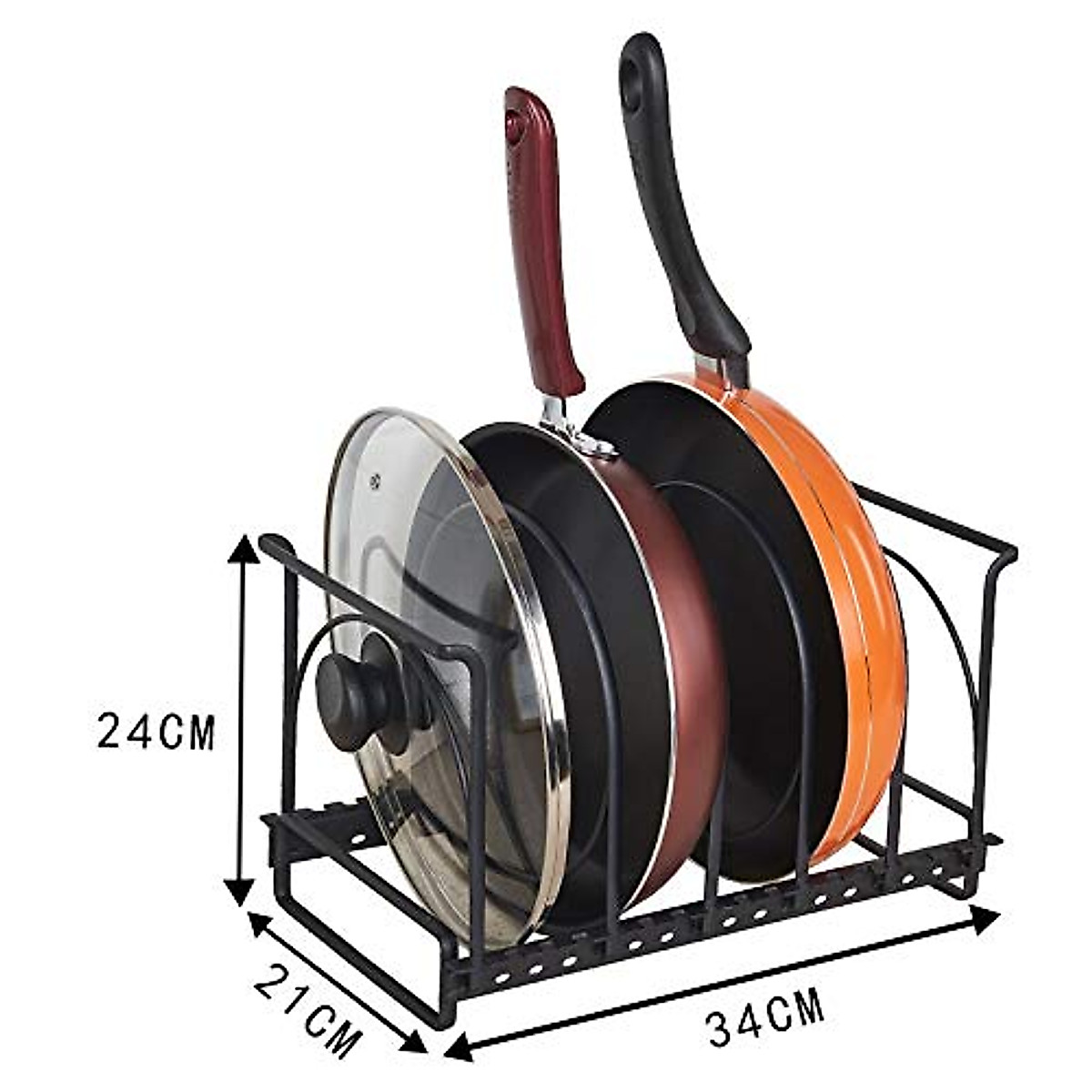 XJJZS Metal Pan Pot Lid Organizer Adjustable Dish Rack Drainer Cutting Board Holder Cookware Stand Holder for Cabinet Storage