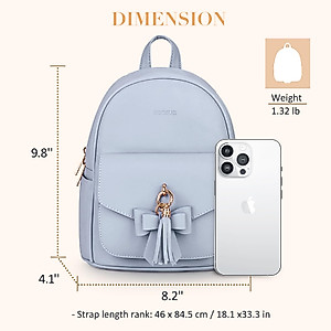 ECOSUSI Mini Backpack for Women Girls Cute Bowknot Small Backpack Purse Ladies Leather Bookbag Satchel Bag, with Charm Tassel