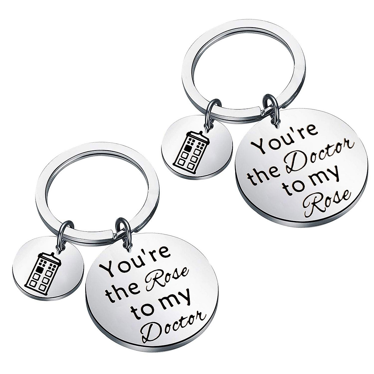 BAUNA Movie Inspired Keychain with Police Box Charm You're the Doctor to my Rose Couple Gift Keychain Set for 2