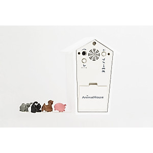 KOOKOO AnimalHouse white, small cuckoo clock with 5 farm animals sounds (natural field recordings)
