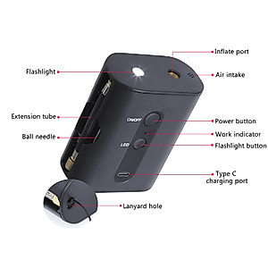 EDaycy Electric Ball Pump (20psi), Portable Basketball Pump with 2 Needles, Rechargeable Air Pump Ball Inflator for Basketball Soccer Volleyball Football Sports Ball Equipment